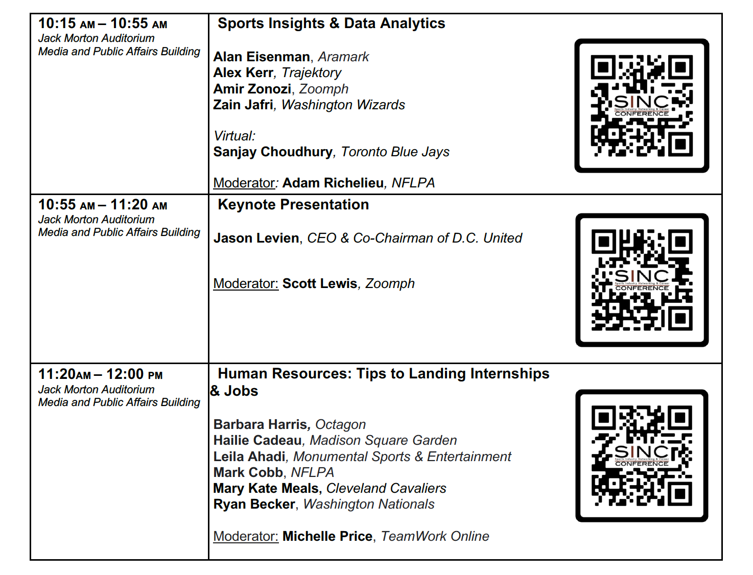 SCHEDULE 2023 — SINC
