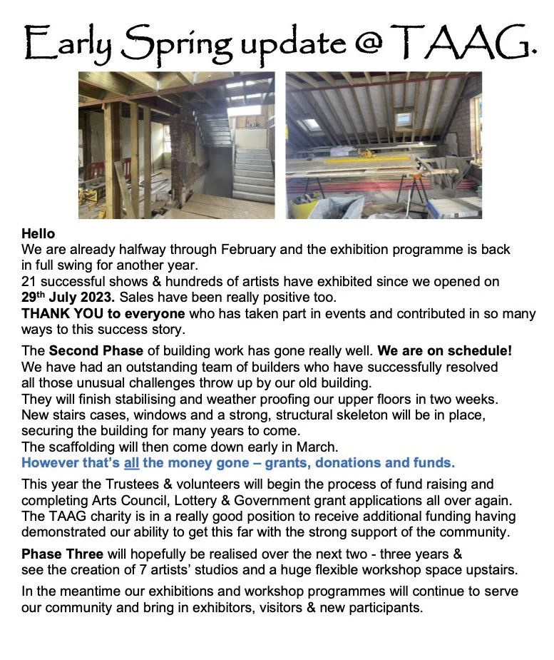 Upstairs Refurbishment Update 17th February — TAAG CIO - Teignmouth Arts Action Group