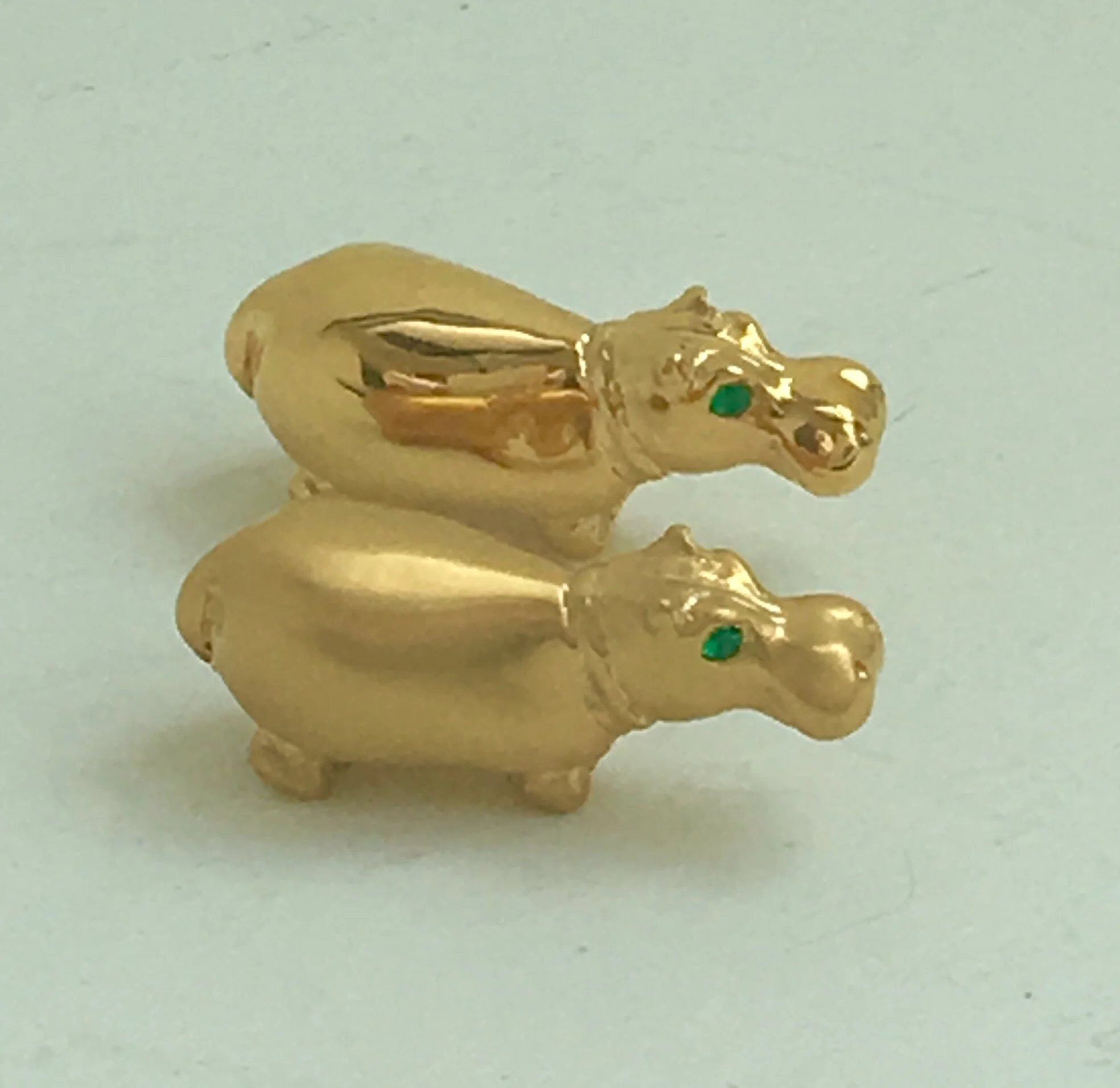 SOLID GOLD HIPPO PENDANT (with genuine Emerald eyes) — Carolina Wickenburg