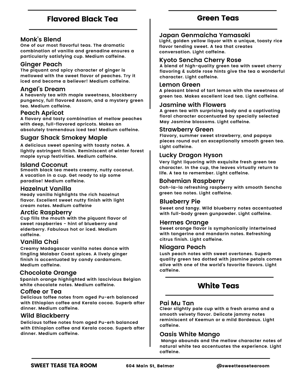 Teas — Sweet Tease tea room