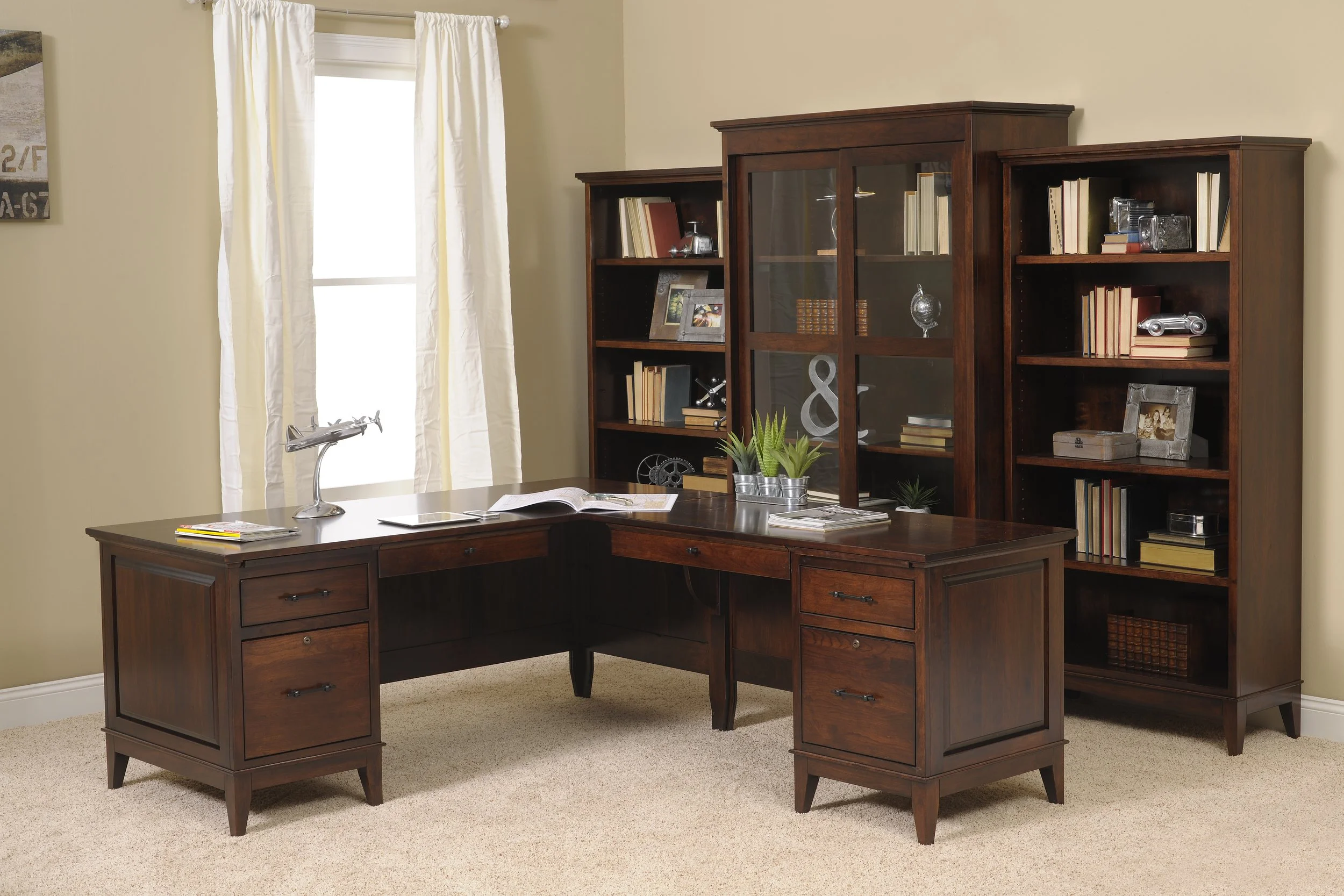 Customizable Cortland Executive Bookcase w/ Sliding Doors — Miller's ...