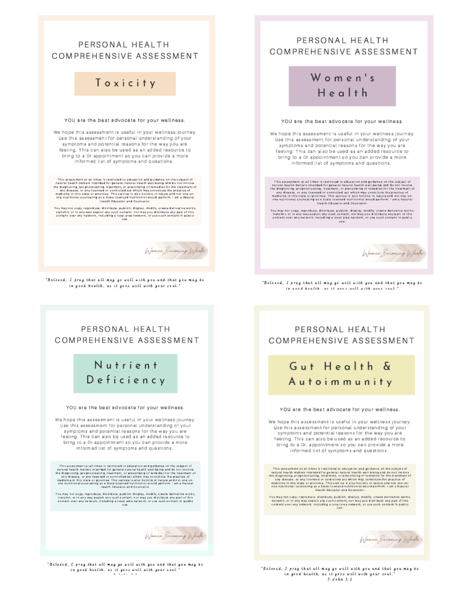 Comprehensive Wellness Assessments — Women Becoming Whole