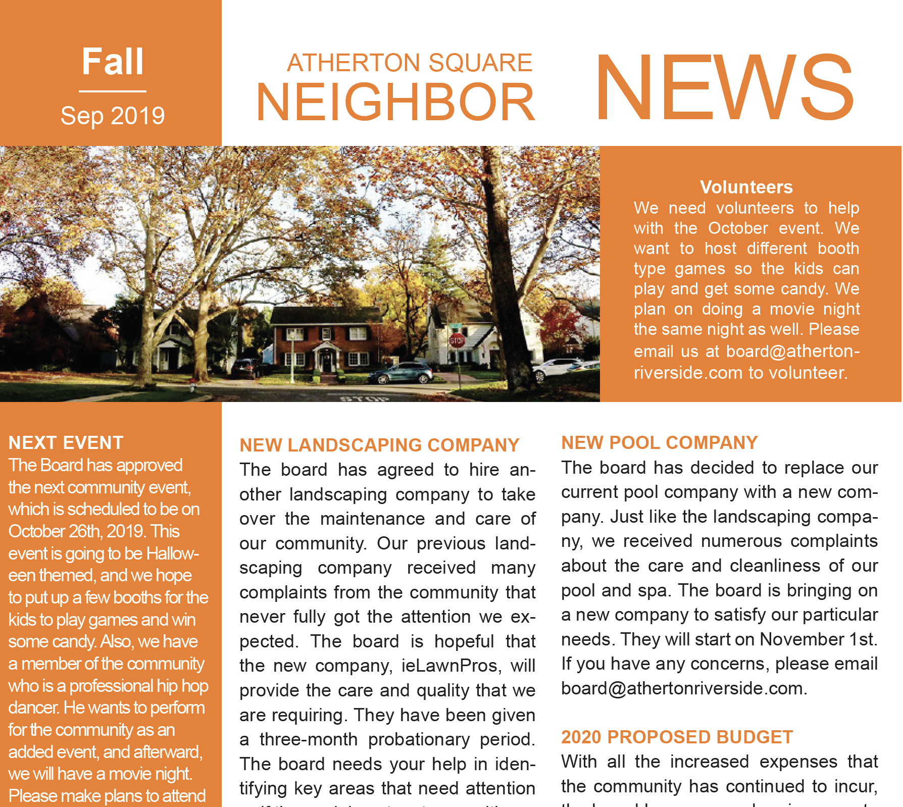 Newsletters — Atherton Square HOA