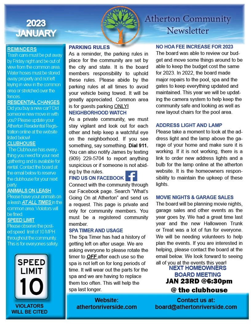 Newsletters — Atherton Square HOA