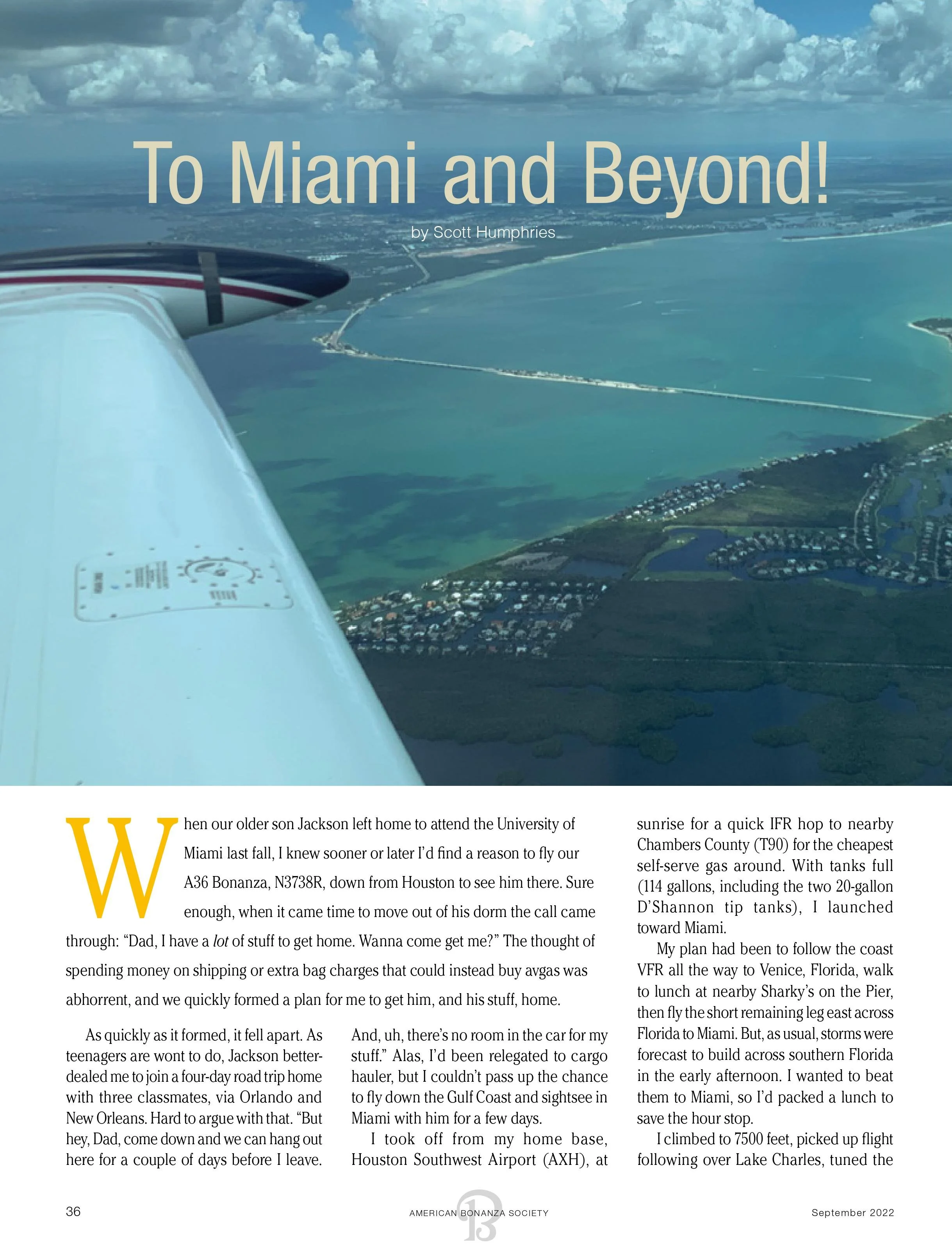 “To Miami and Beyond!” in ABS Magazine — Humphries Aviation