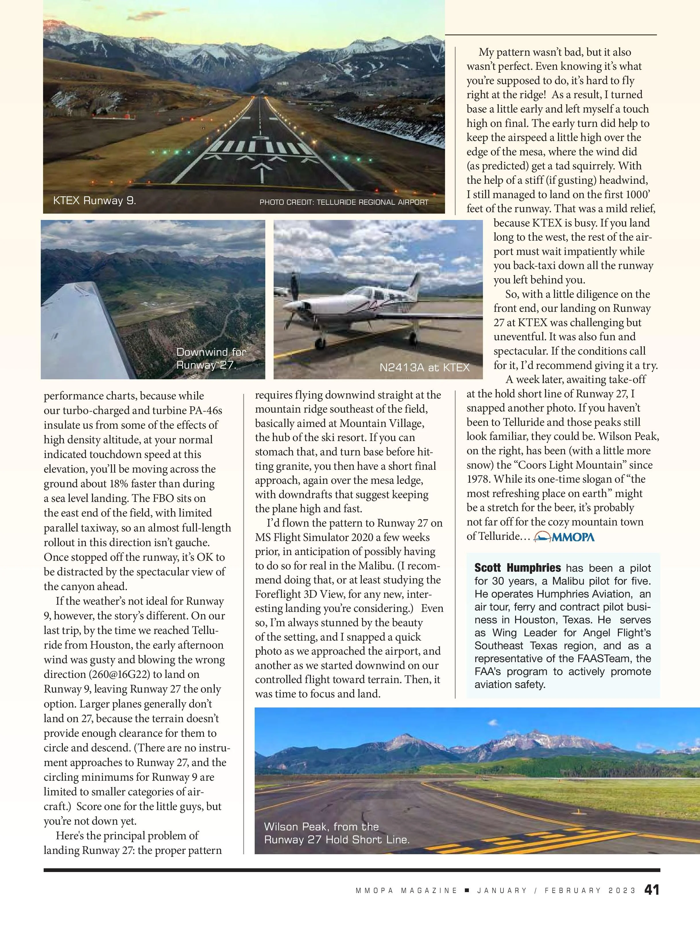 “Tricky Telluride” in MMOPA Magazine — Humphries Aviation
