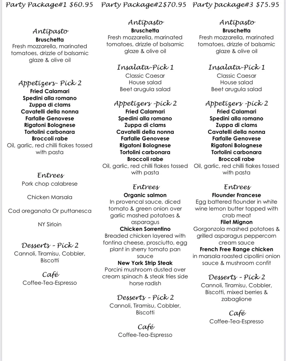 PRIVATE PARTY PACKAGES — HOME