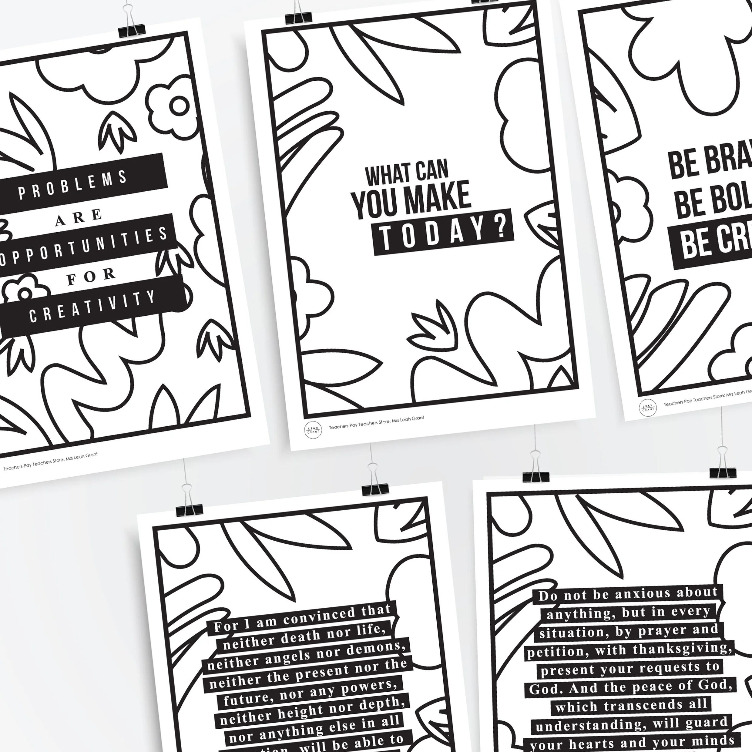 6 Printable Posters with Bold Botanic Pattern — Leah Grant | Adelaide ...