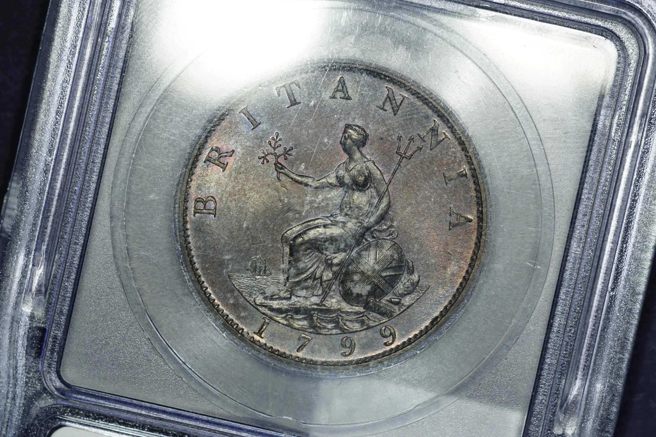 1799 Great Britain Halfpenny MS63 ICG. 5 Incuse Ports. — Jacob Lipson ...
