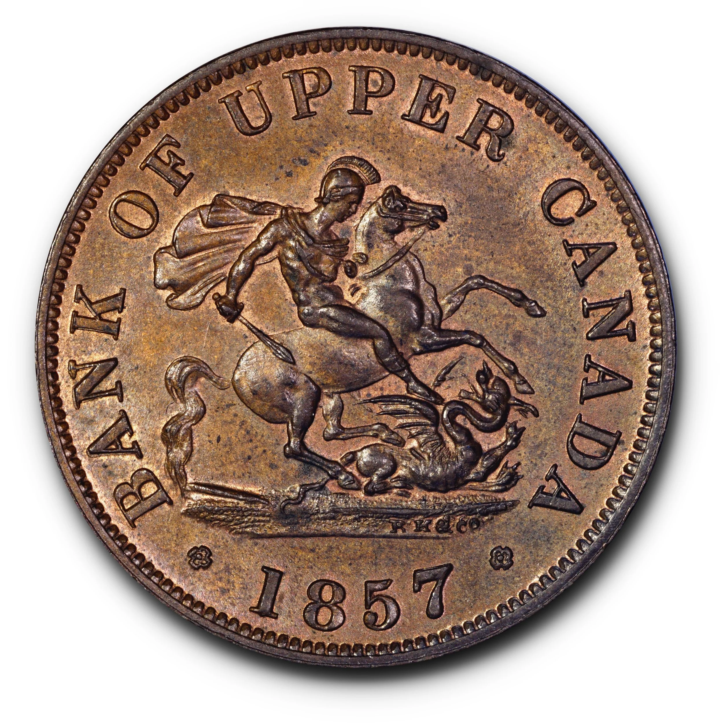 1857 Bank of Upper Canada Half Penny BR-720, PC-5D. Choice Uncirculated ...