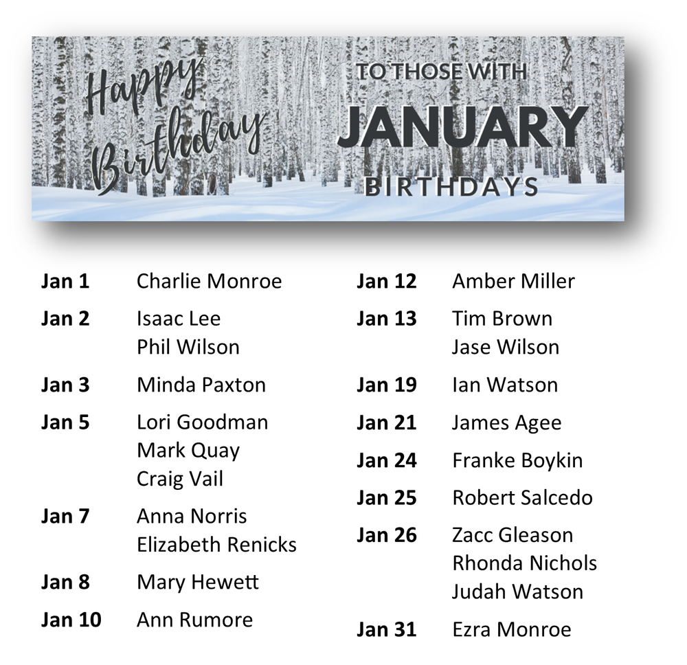 January Birthdays — Grace Church