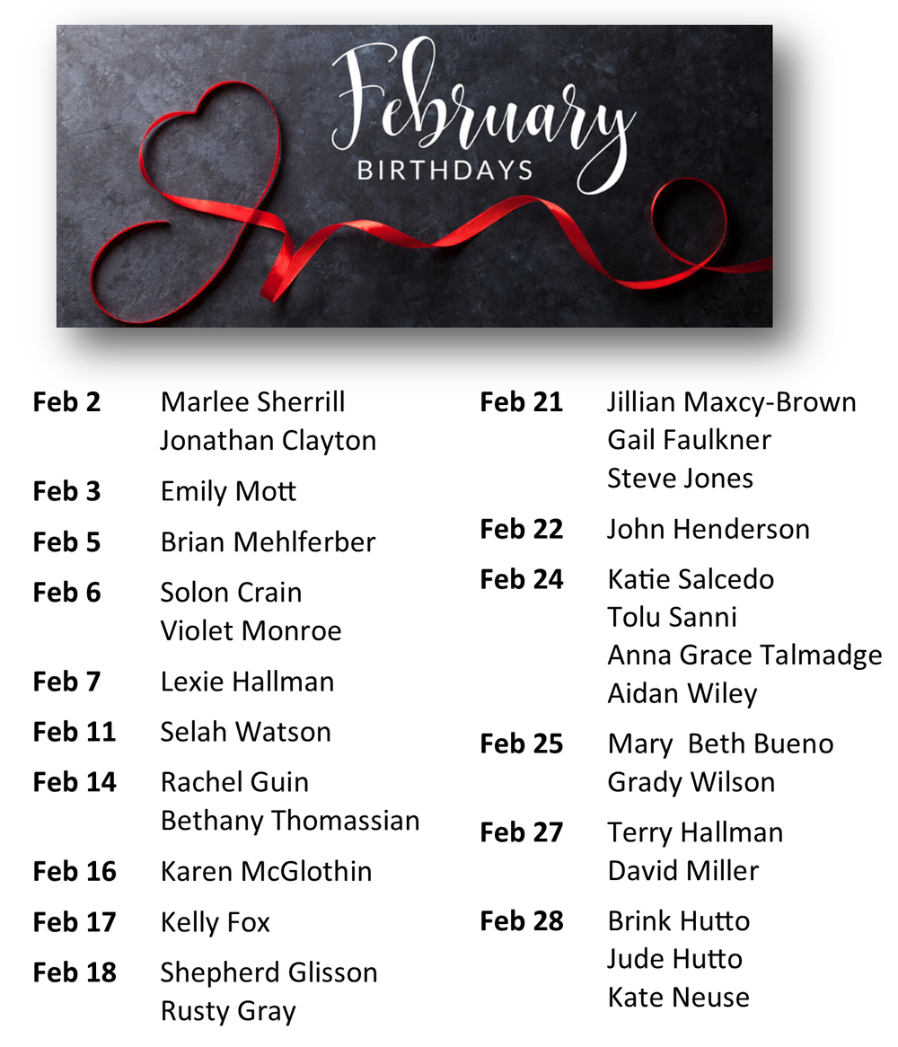 February Birthdays — Grace Church