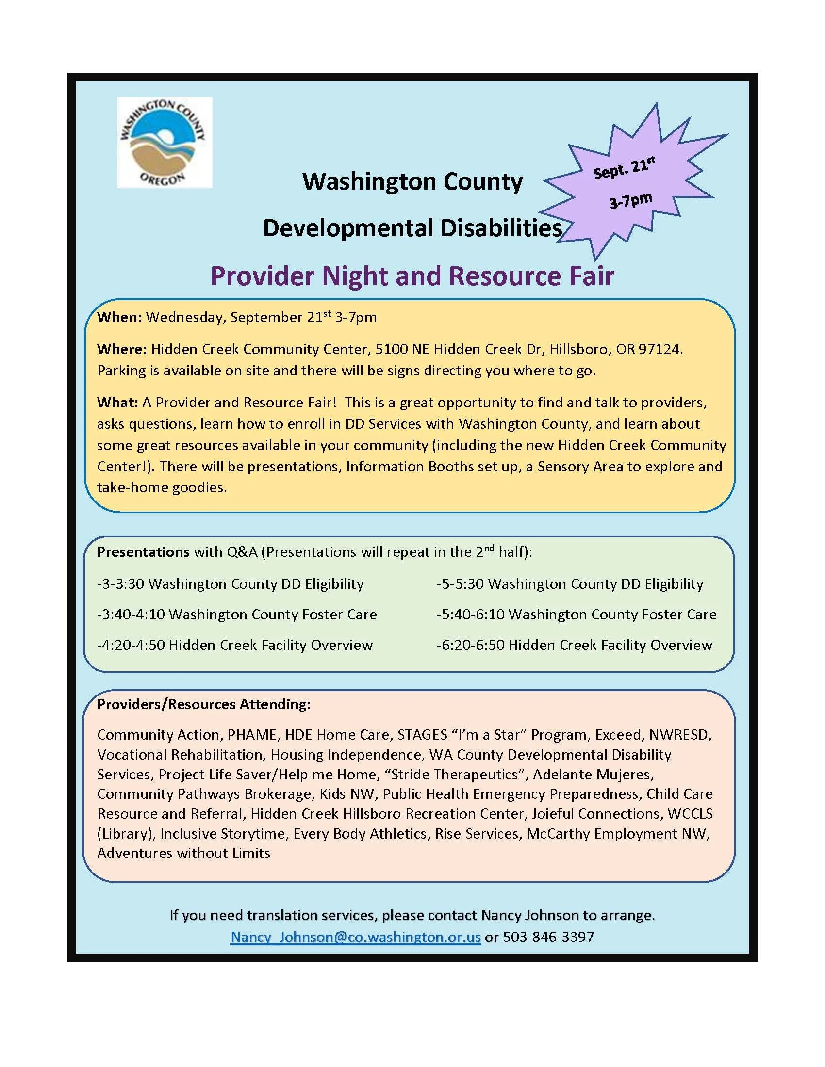 Washington County Developmental Disabilities Provider Night and ...