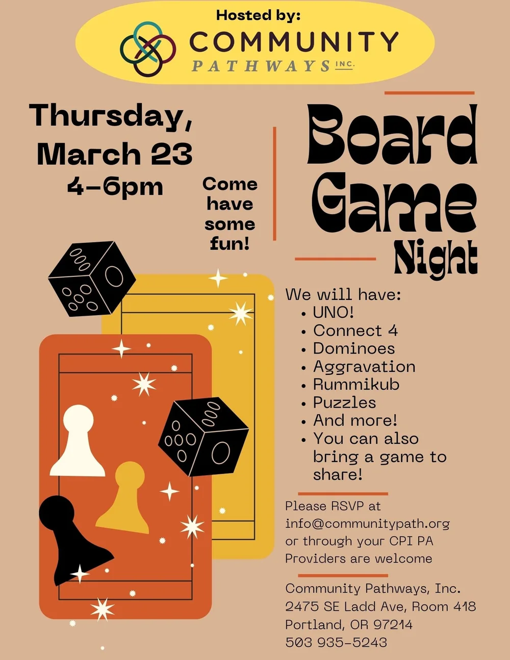 Board Game Night — Community Pathways, Inc.