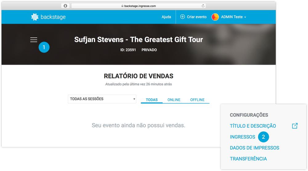 Editor de Eventos — Ingresse