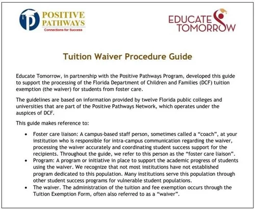 Tuition Waiver Procedures — Positive Pathways