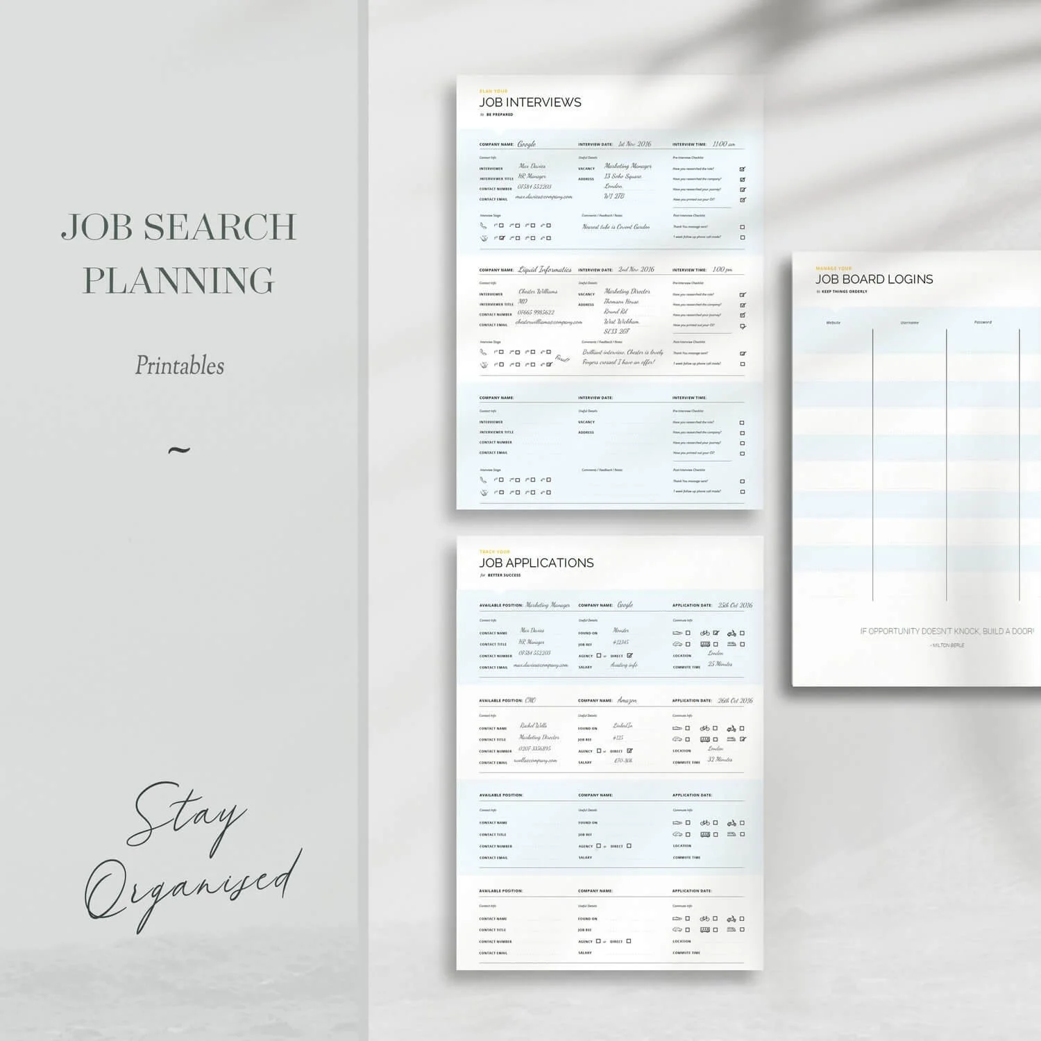 Job Search Excel Template