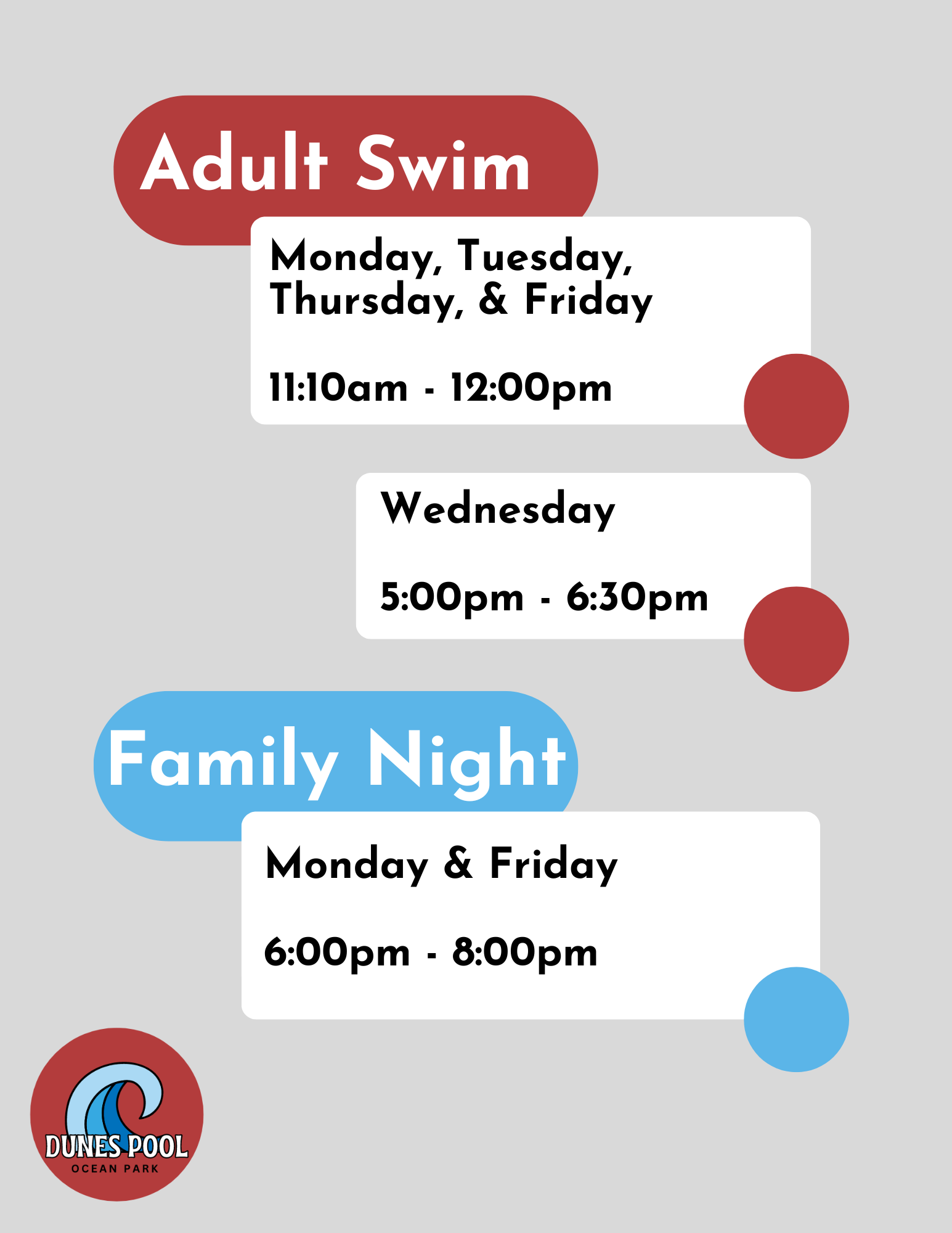 Pool Rates and Schedule — Dunes Bible Camp