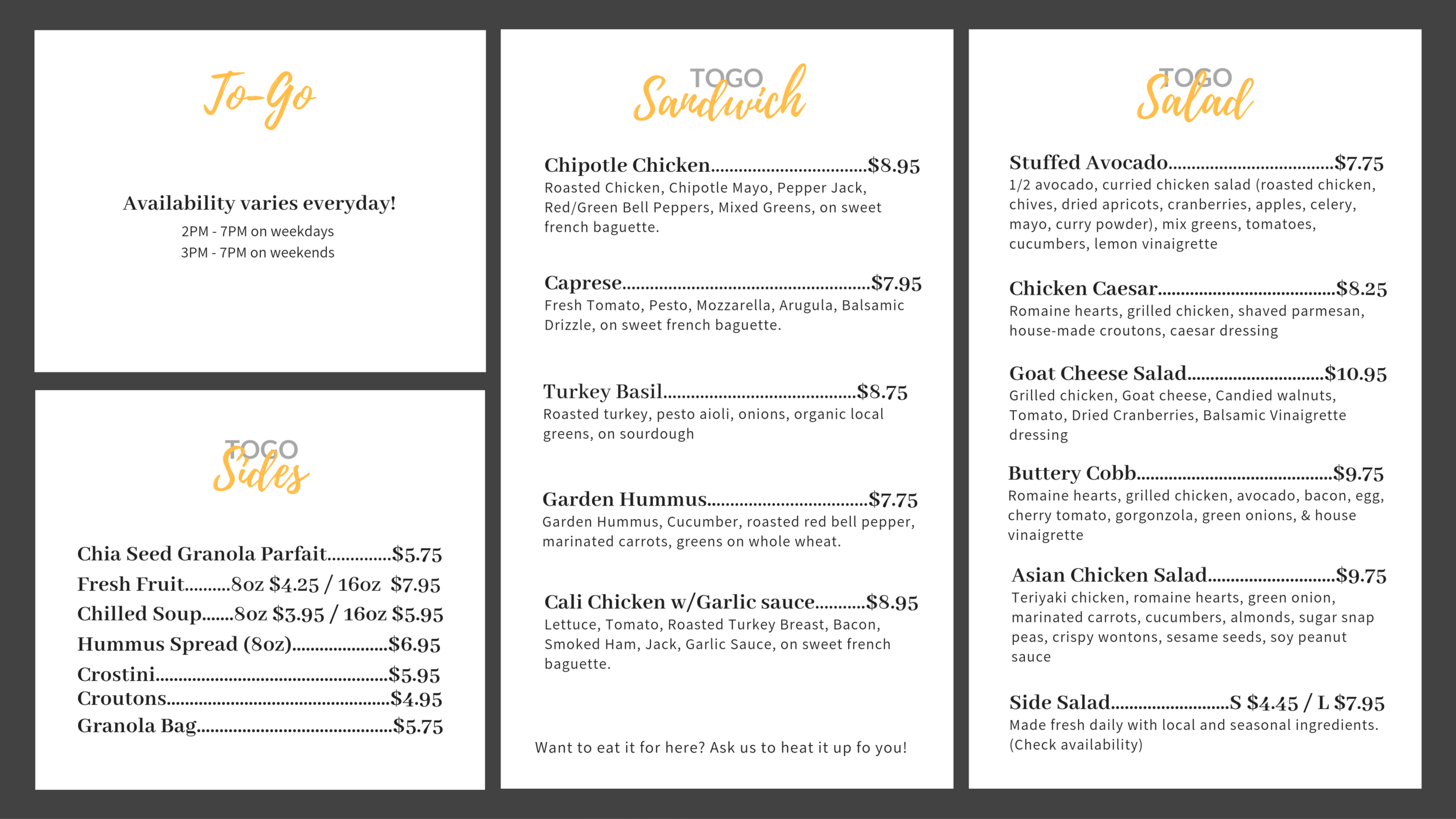 TV Menu — Buttery Bakery