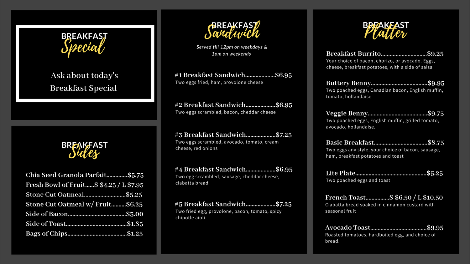 TV Menu — Buttery Bakery