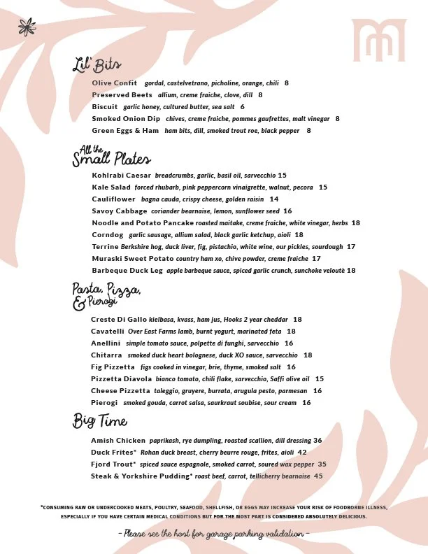 Dinner Menu — Mint Mark