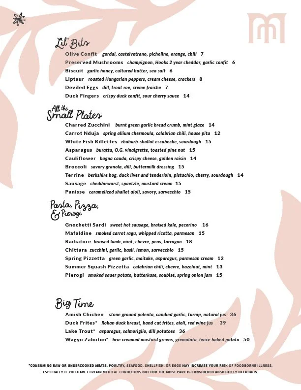 Food menu — Mint Mark