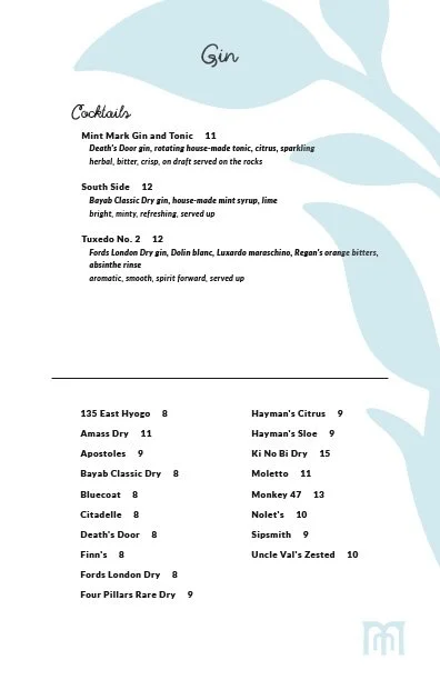 Cocktails & Spirits — Mint Mark