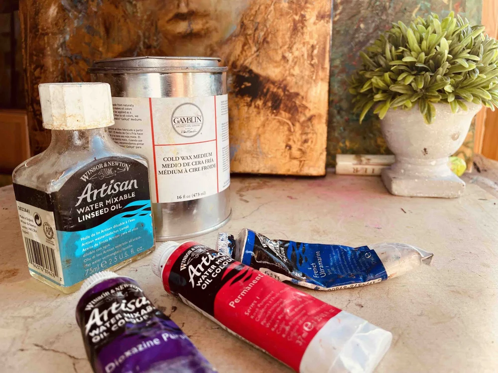 Water-mixable oil paints and cold wax medium