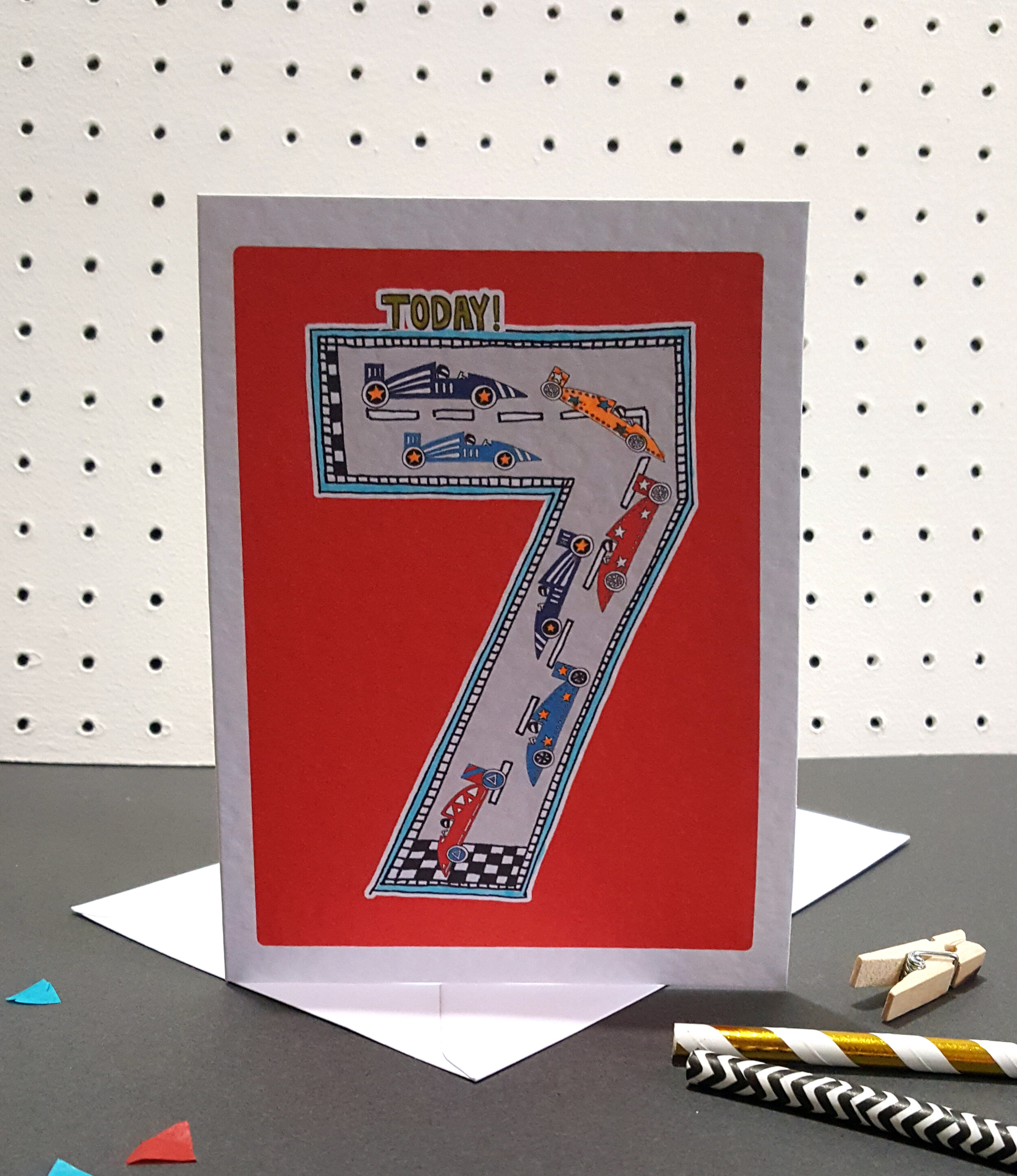 Children's Racing Car Age Birthday Card — Katie Clement Illustration