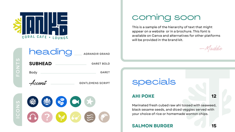 BUILDING A BRAND: Tanked Coral Cafe + Lounge — Sour Pea Design