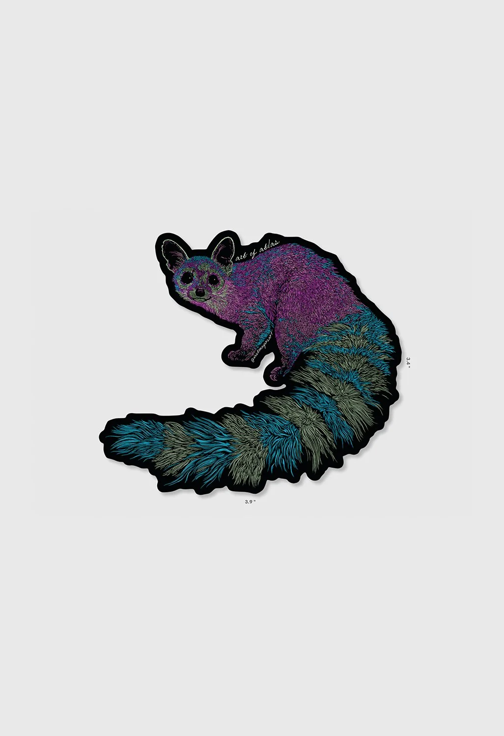 Ringtail Cat Holographic Sticker — Art of Atlas Art & Design