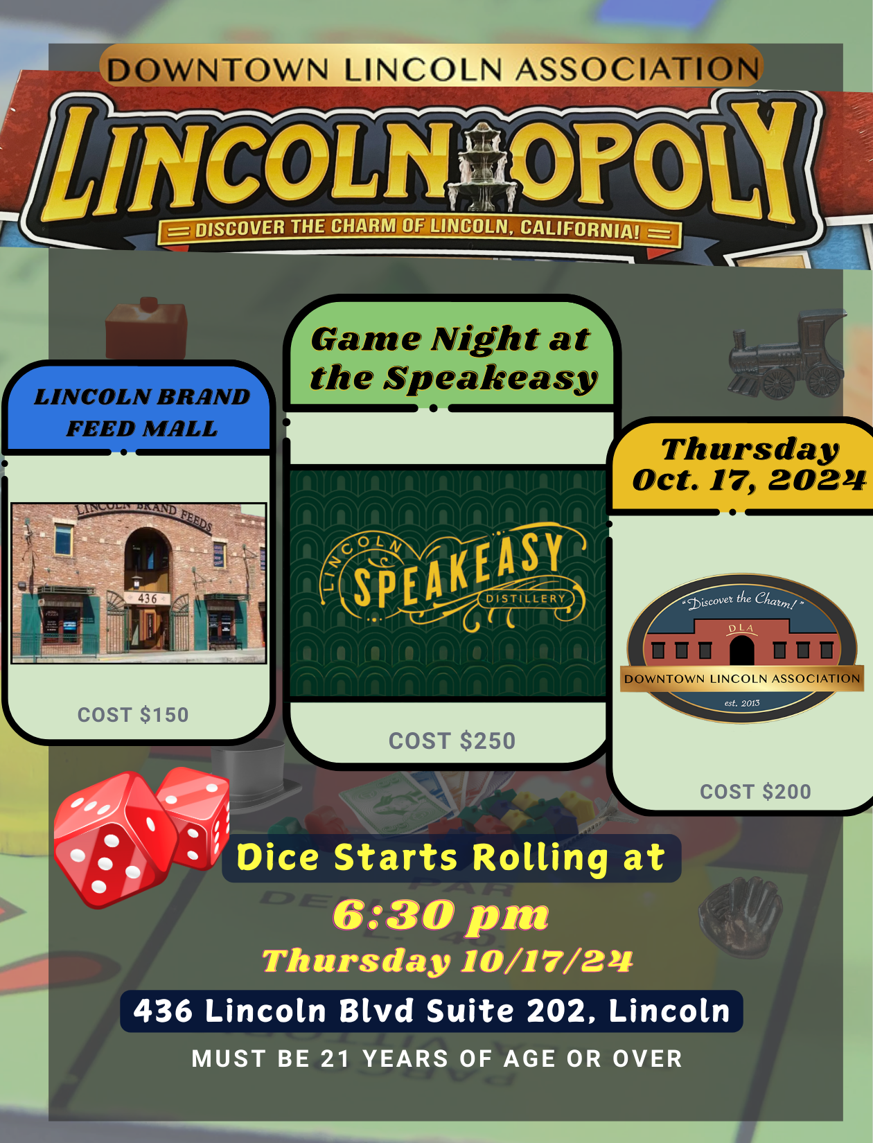 Lincoln-Opoly at the Lincoln Speakeasy — Downtown Lincoln, CA
