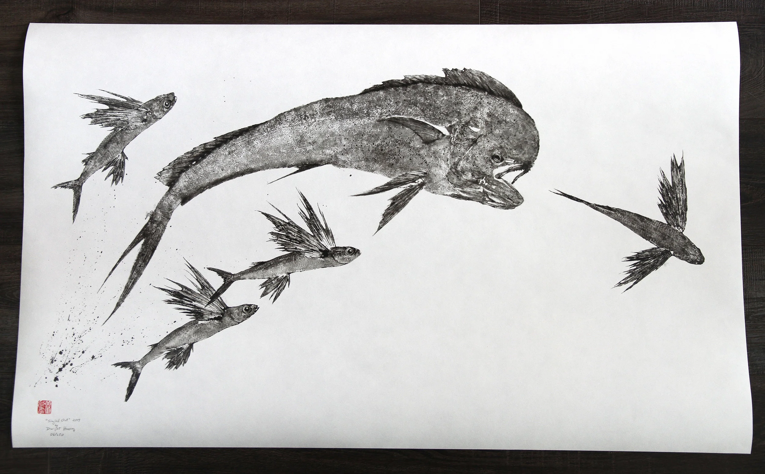 African Pompano (Hawaiian Kagami) - GYOTAKU print - traditional ...