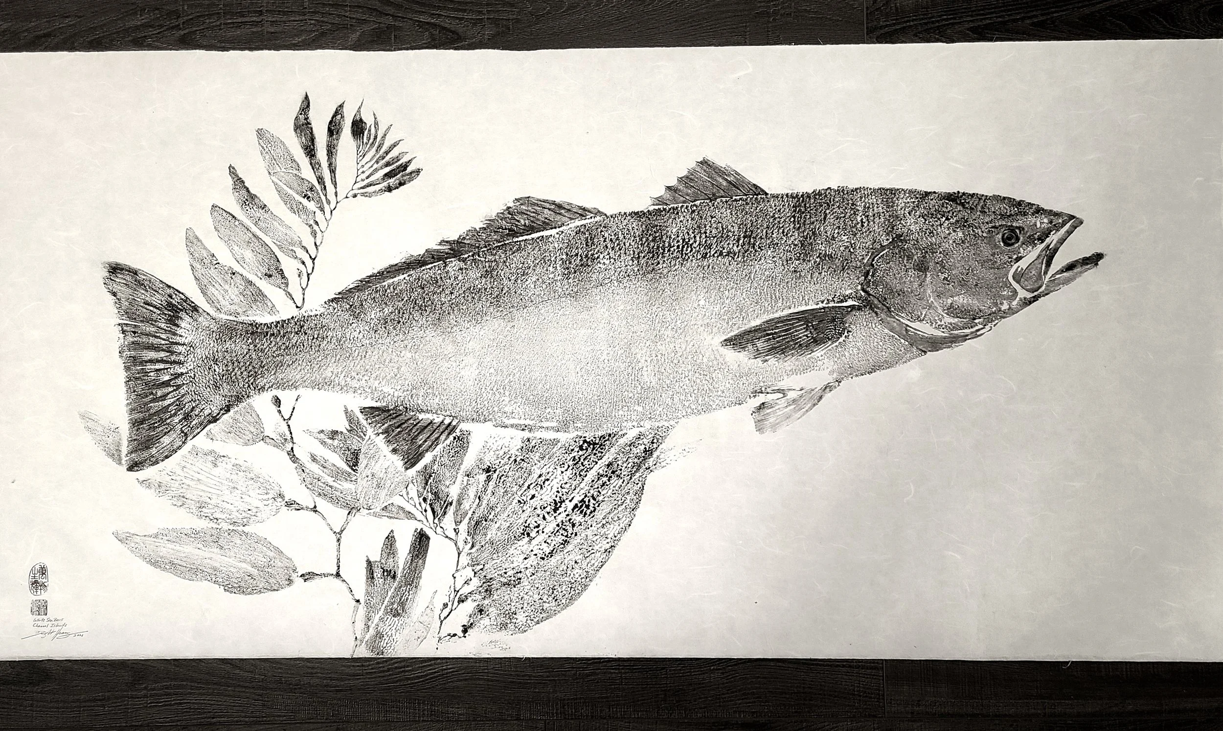 African Pompano (Hawaiian Kagami) - GYOTAKU print - traditional ...