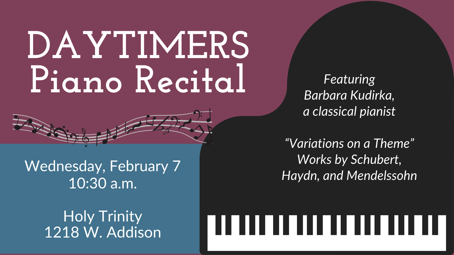 LLP Daytimers: Piano Recital — Holy Trinity Lutheran Church