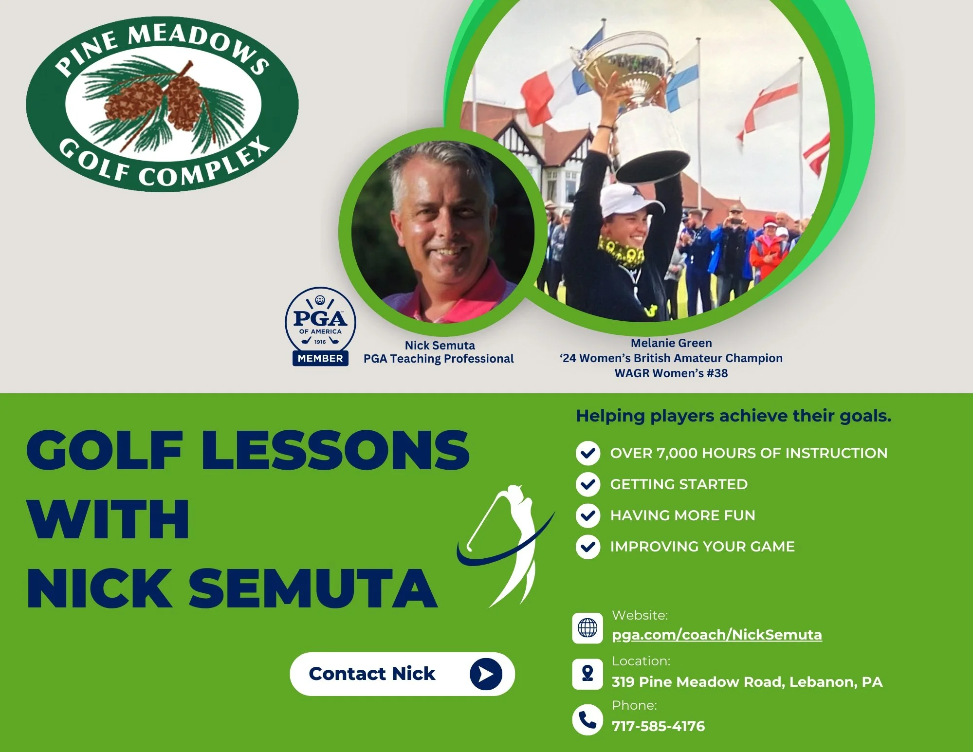 GOLF LESSONS — Pine Meadows Golf Complex