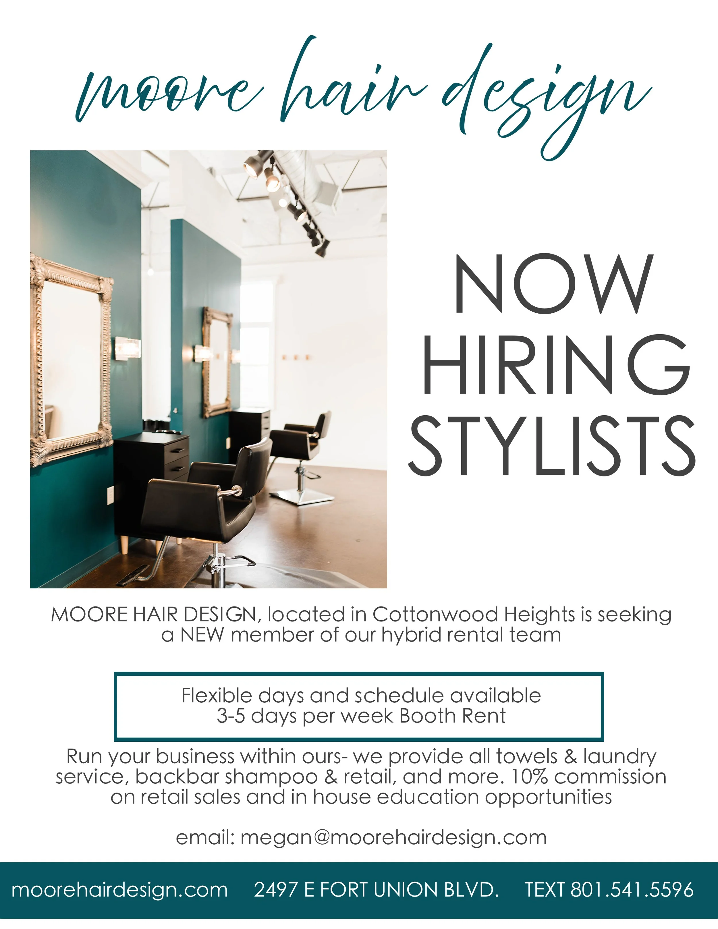 HIRING — MOORE HAIR DESIGN
