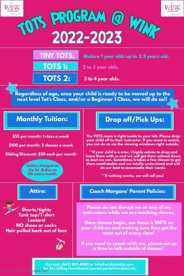 TINY TOTS/TOT'S Program — Wink Tumbling Academy, LLC.