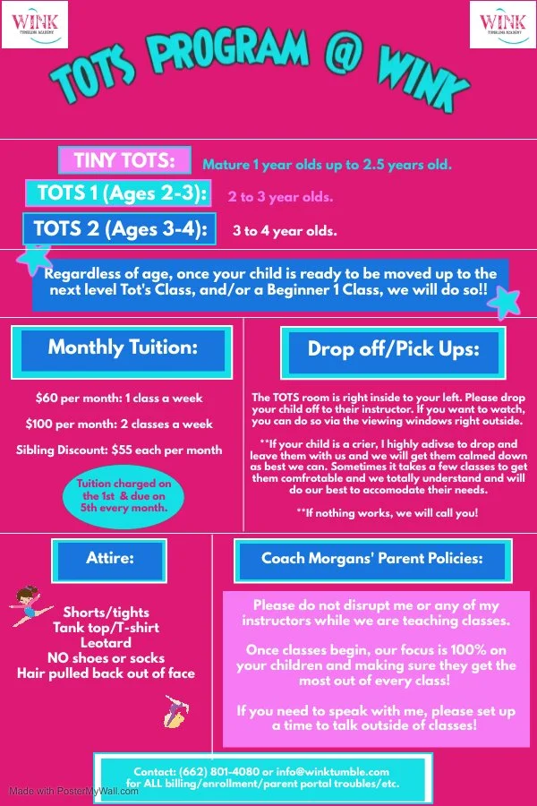 TINY TOTS/TOT'S Program — Wink Tumbling Academy, LLC.