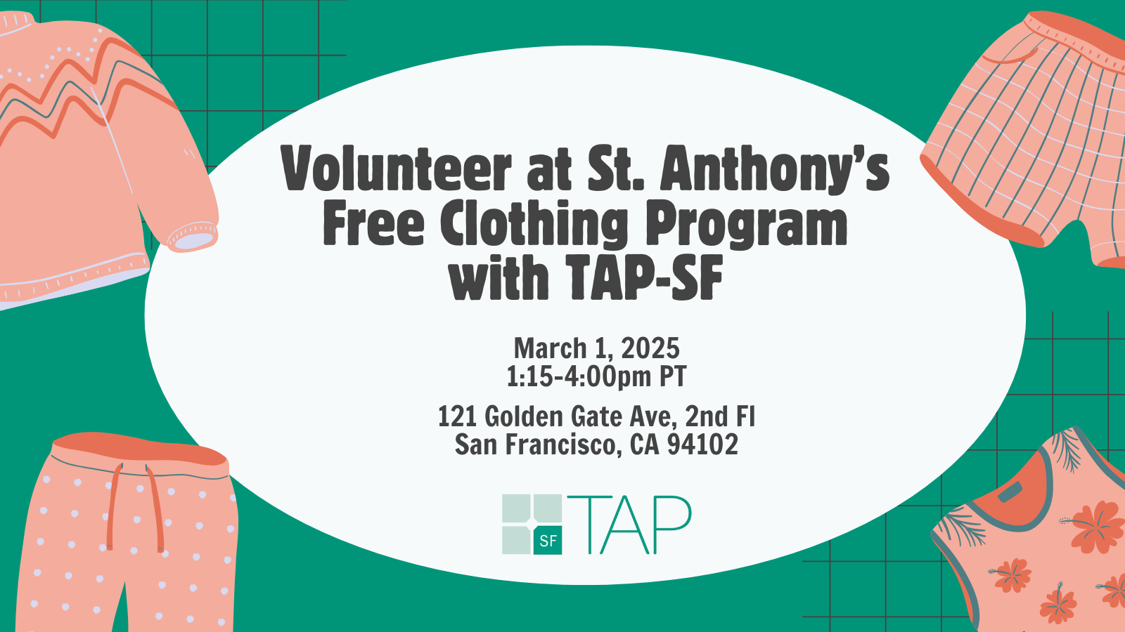Volunteer at St. Anthony’s Free Clothing Program with TAP-SF — TAP-SF