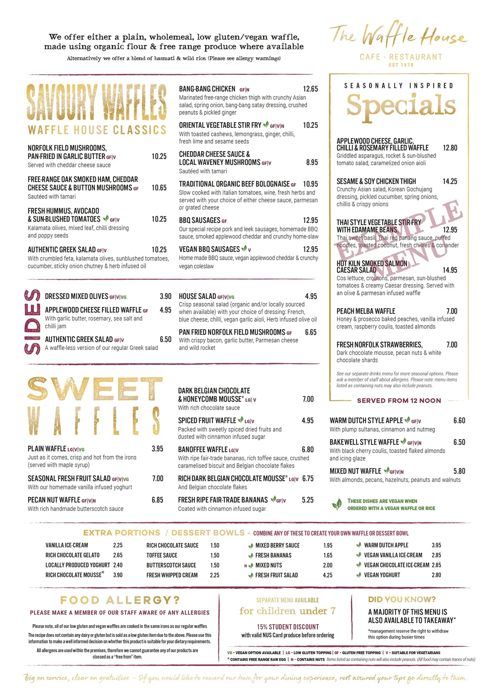 View Menus — The Waffle House
