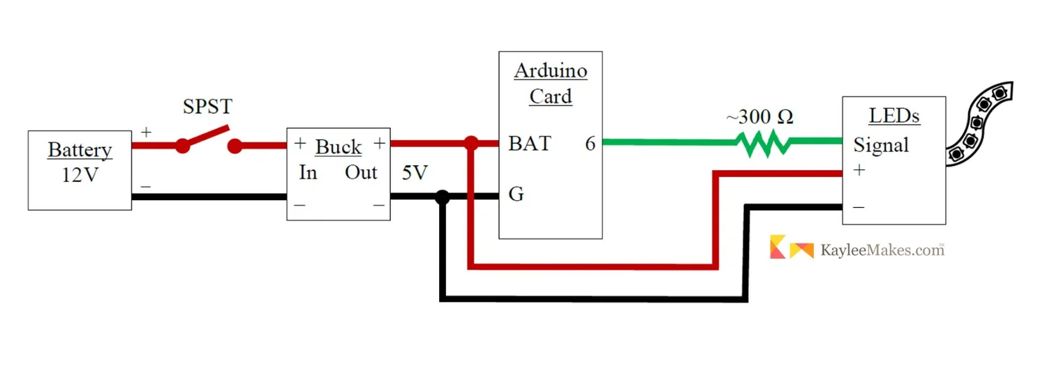 Cosplay LEDs: Arduino Circuit Diagram — Kaylee Makes