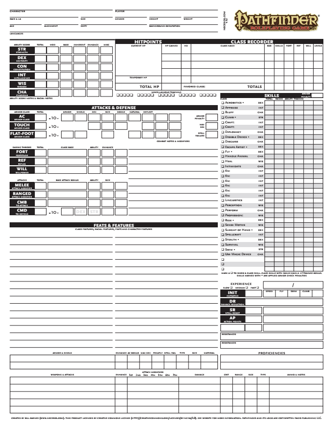 Pathfinder Character Sheet Animal Companion