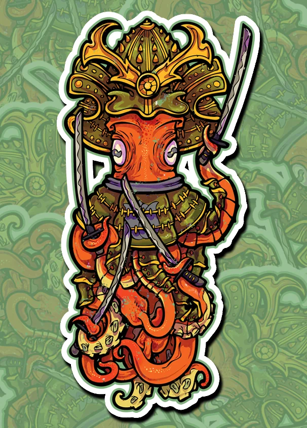Traditional Squid Tattoo Outline