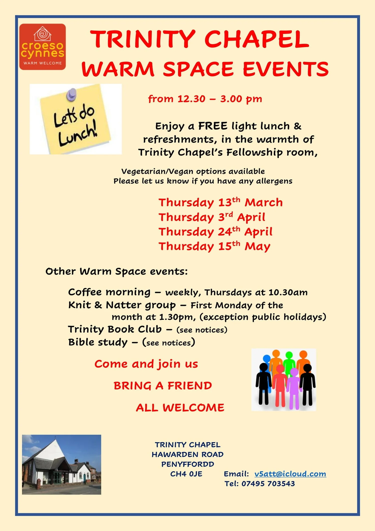 Trinity Chapel - Warm Space Events — Penyffordd Community Council