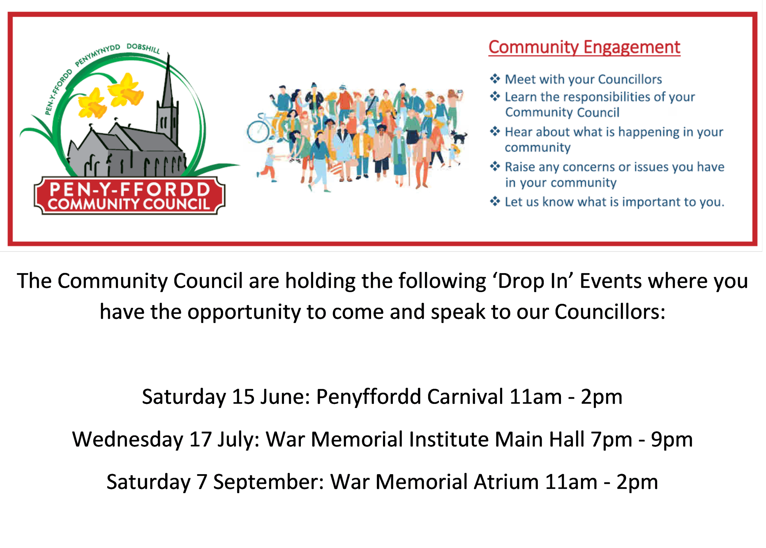 Community Engagement - Drop In Events — Penyffordd Community Council