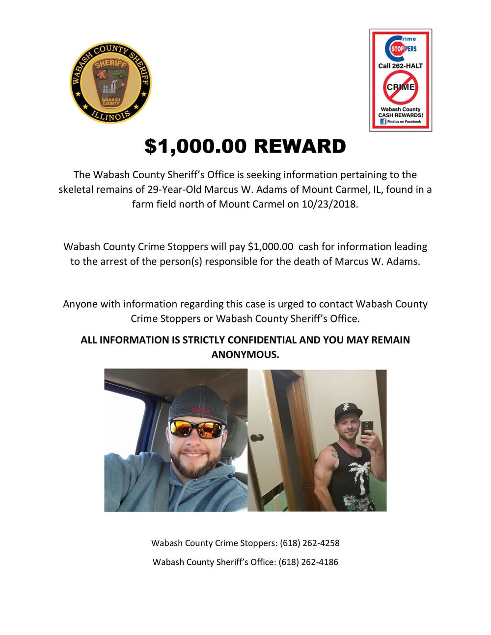 $1,000 Reward Offered In Marcus Adams Case