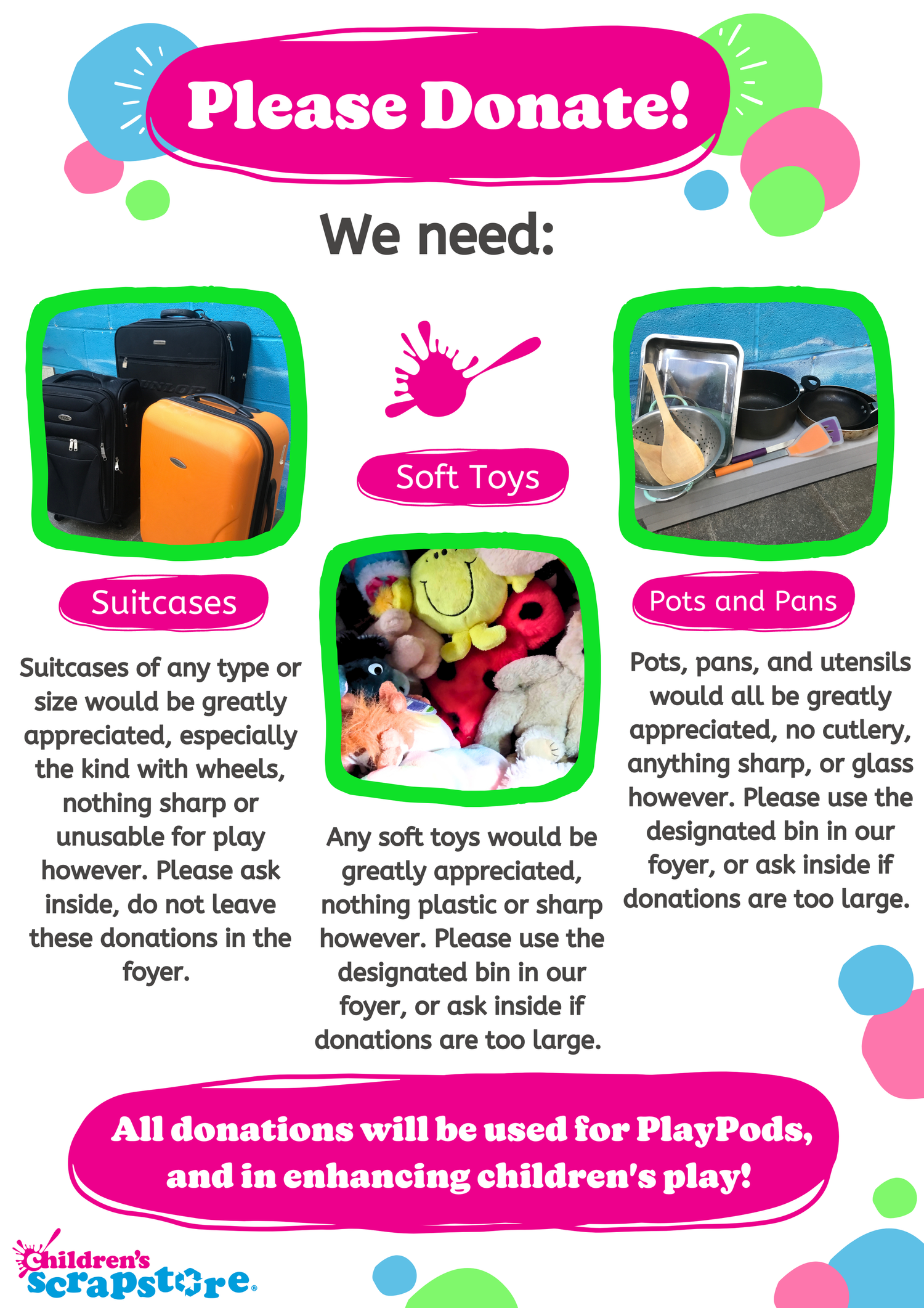 Individual Scrap Donations — Children's Scrapstore