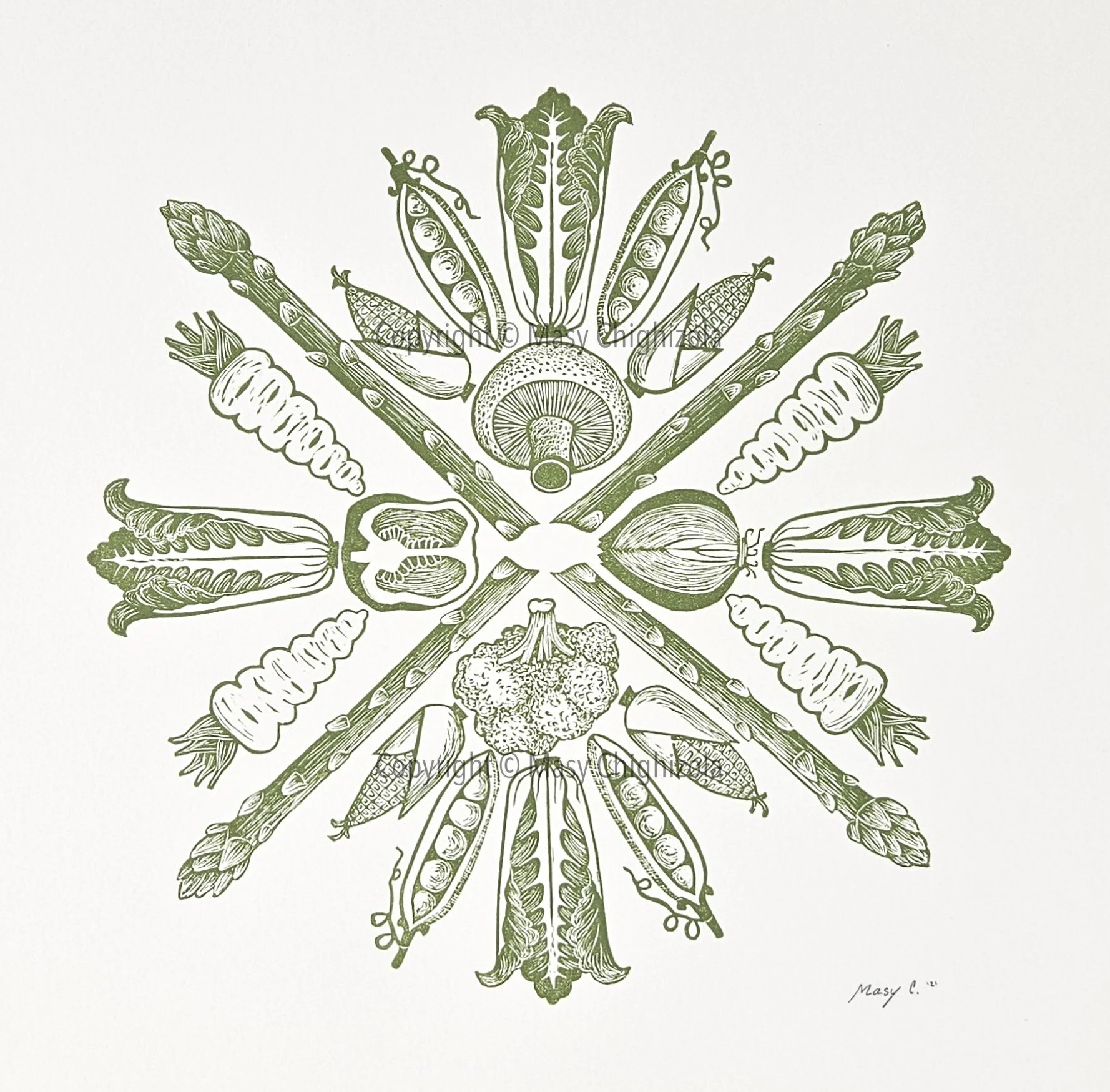 Fruit linocut print - fruit pattern wall art - neutral kitchen wall art