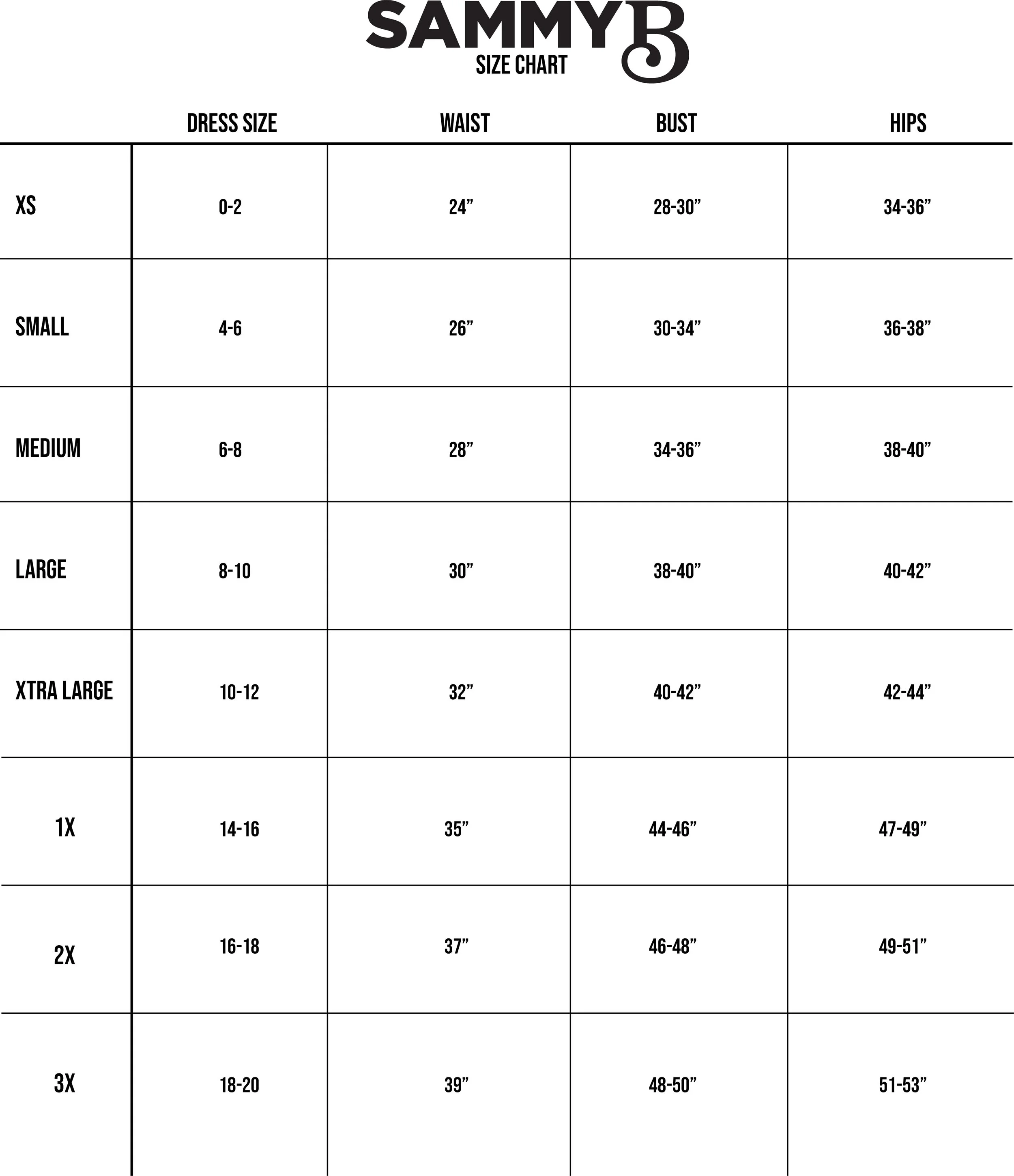Sizing Chart — Sammy B.